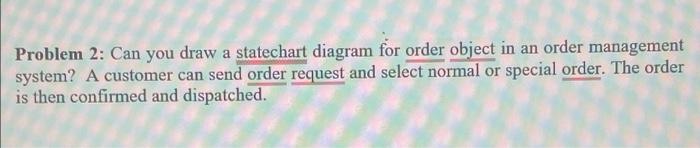 Solved Problem 2: Can you draw a statechart diagram for | Chegg.com