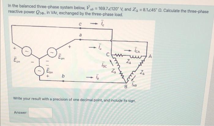 Solved In the balanced three-phase system below, Vas = | Chegg.com