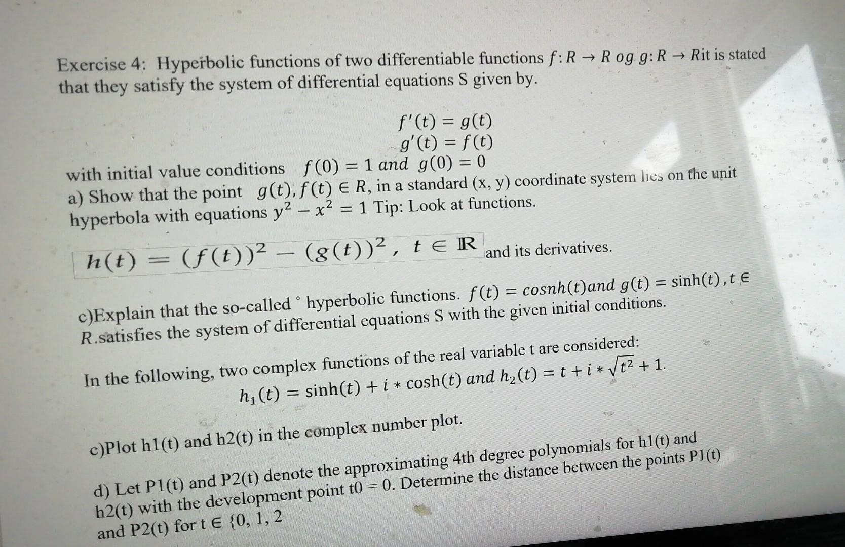 Exercise 4: Hyperbolic functions of two | Chegg.com