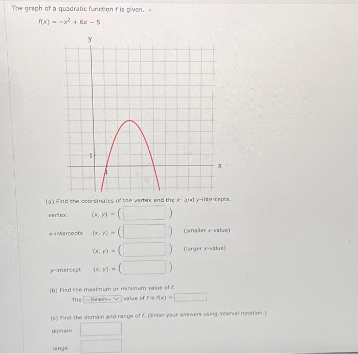 Solved The graph of a quadratic function f is given. 't | Chegg.com
