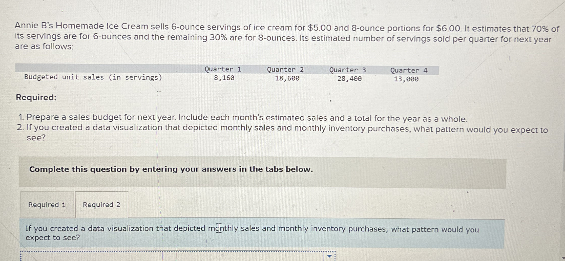 Solved Annie B's Homemade Ice Cream sells 6 -ounce servings | Chegg.com