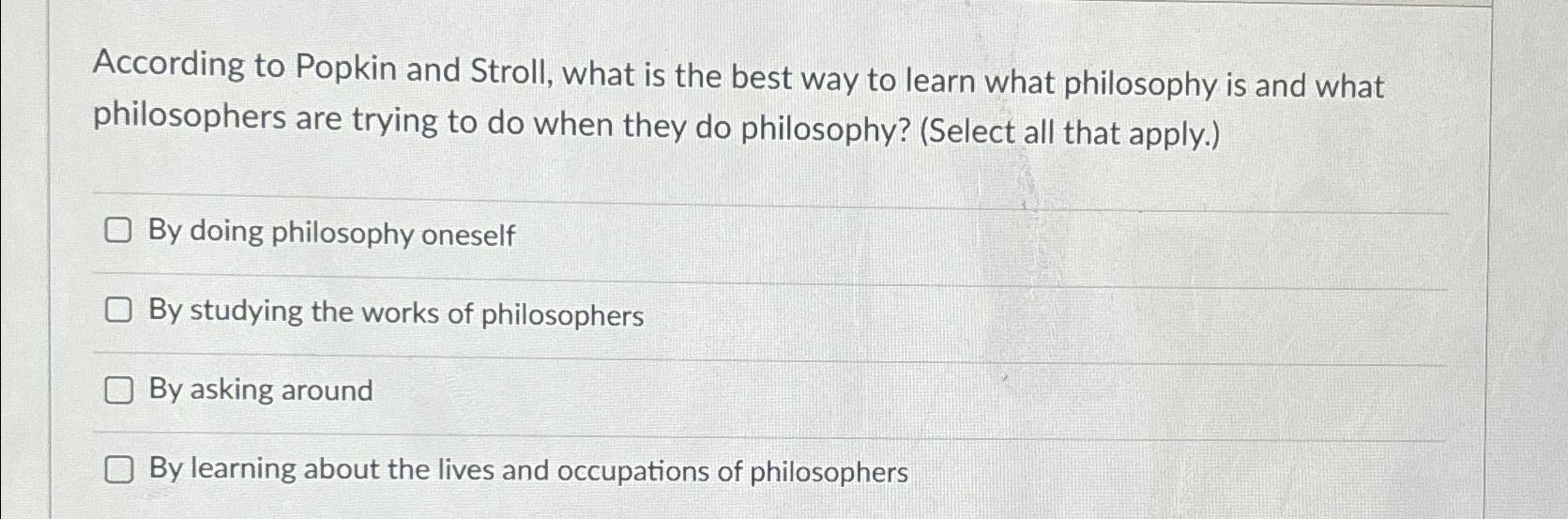 Solved According to Popkin and Stroll, what is the best way | Chegg.com