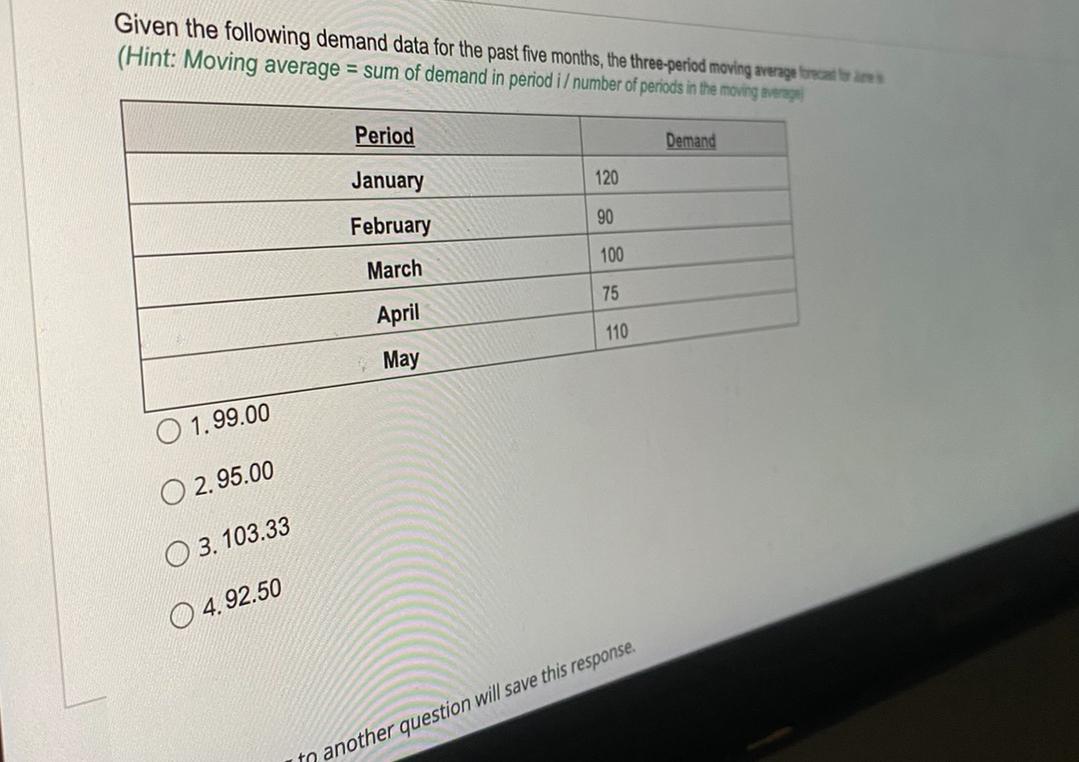 Solved Given the following demand data for the past five | Chegg.com