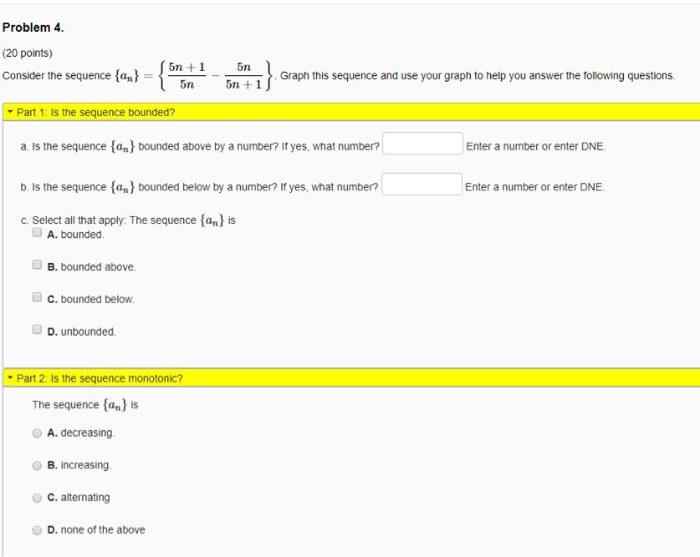 Solved Problem 4. (20 points) Consider the sequence {n} = | Chegg.com