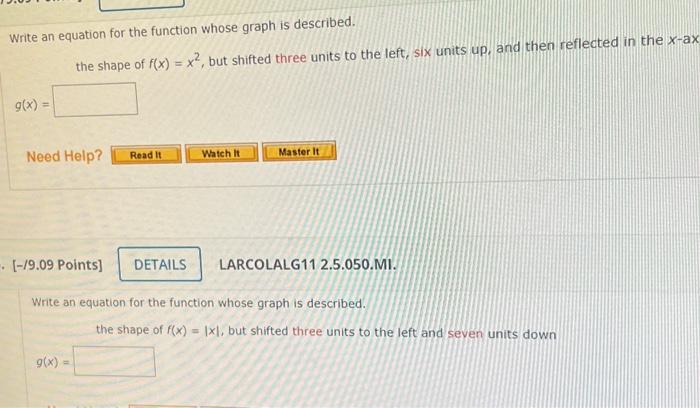 Solved Write an equation for the function whose graph is | Chegg.com
