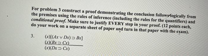 Solved For problem 3 construct a proof demonstrating the | Chegg.com