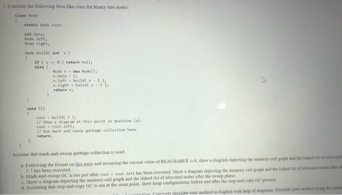 1. Consider the following Java-like class for binary | Chegg.com