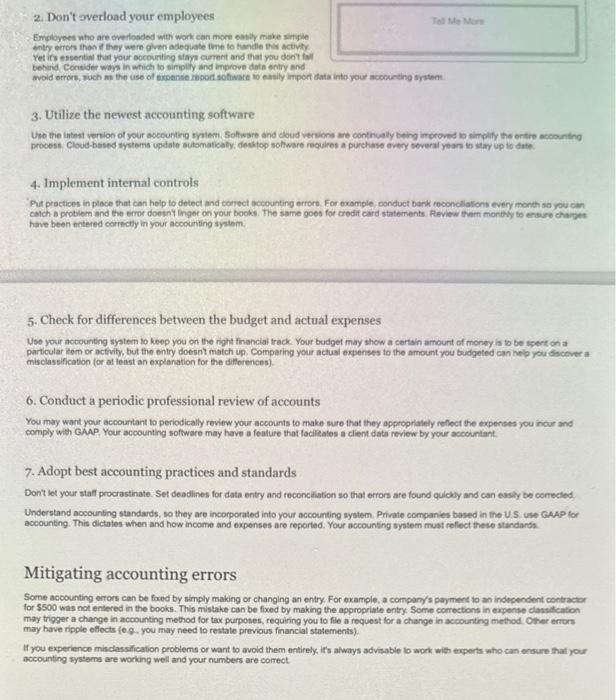 Solved Common Accounting Errors and How to Prevent Them n | Chegg.com