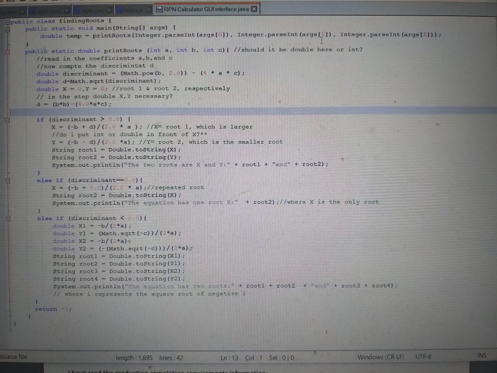 Solved Please help me to complete this RPN calculator of GUI | Chegg.com