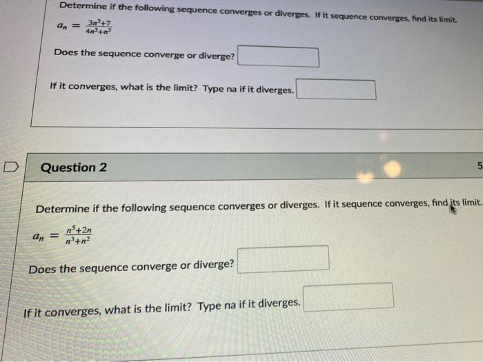 Solved Determine if the following sequence converges or | Chegg.com