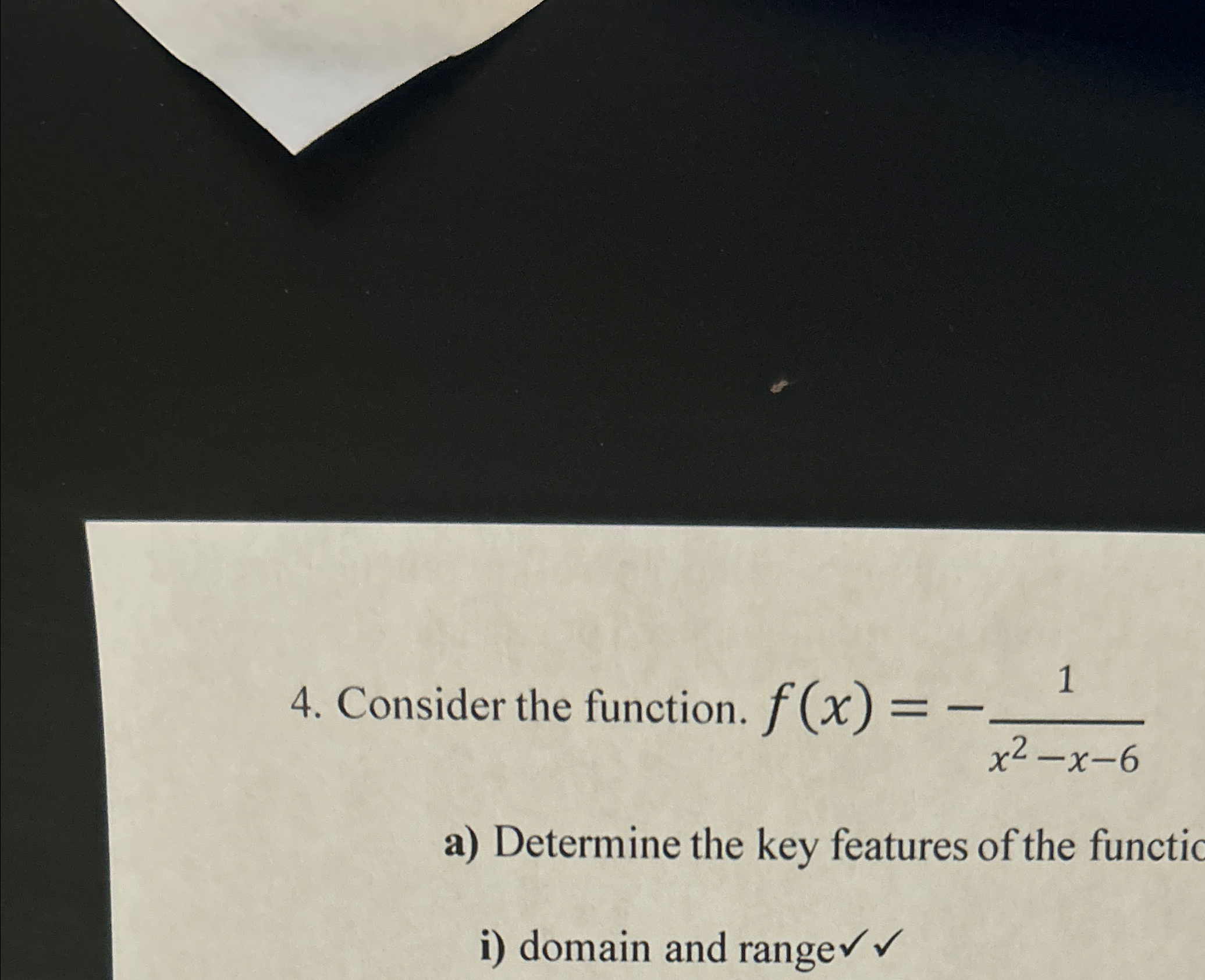 Solved Consider the function. f(x)=-1x2-x-6a) ﻿Determine the | Chegg.com