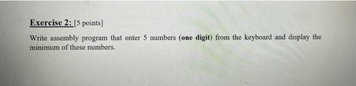 Solved Exercise 2: [5 points] Write assembly program that | Chegg.com