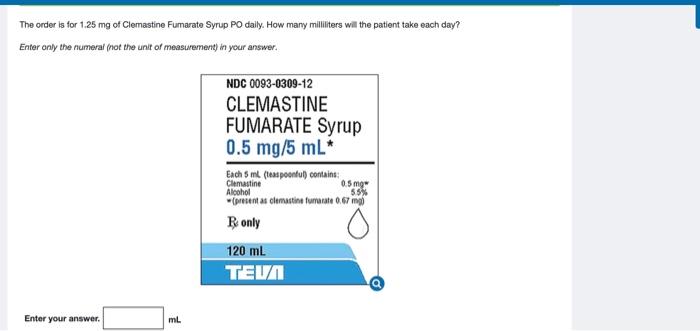 Solved The order is for 1.5 mg of medication F IV daily. The | Chegg.com
