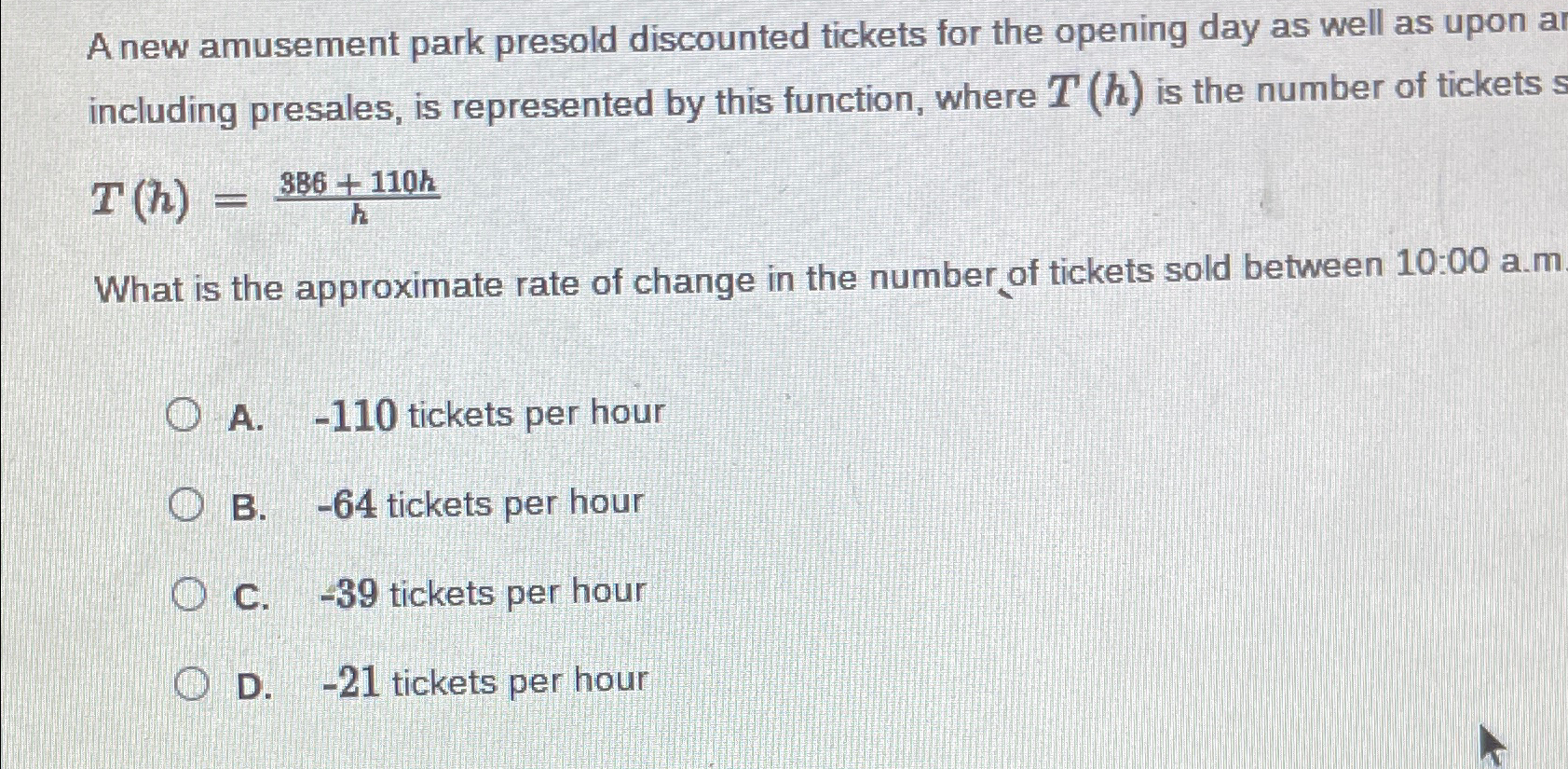 Solved A new amusement park presold discounted tickets for | Chegg.com