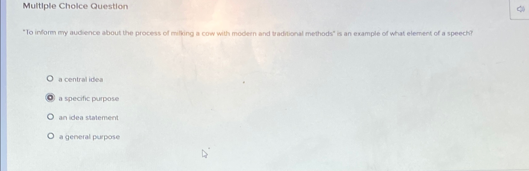 Solved Multiple Cholce Question"To inform my audience about | Chegg.com