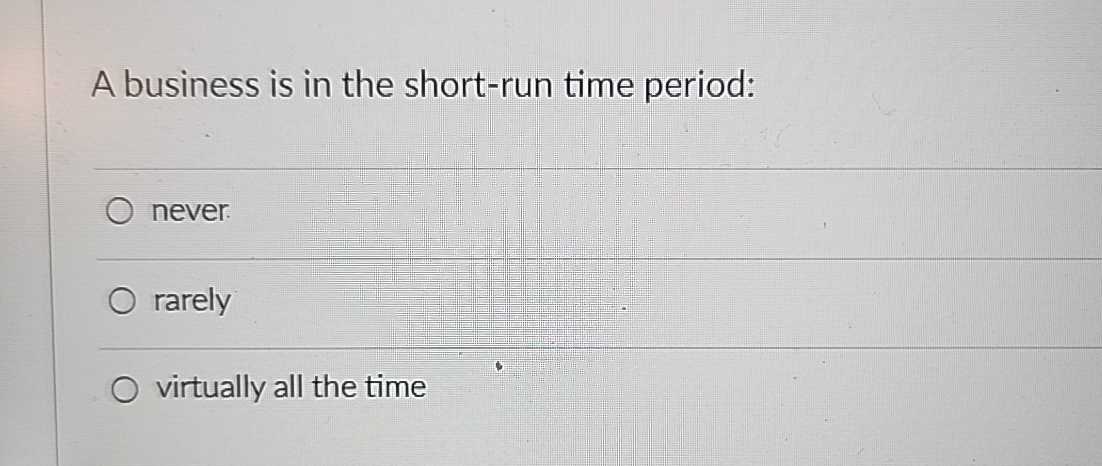 Solved A business is in the short-run time | Chegg.com