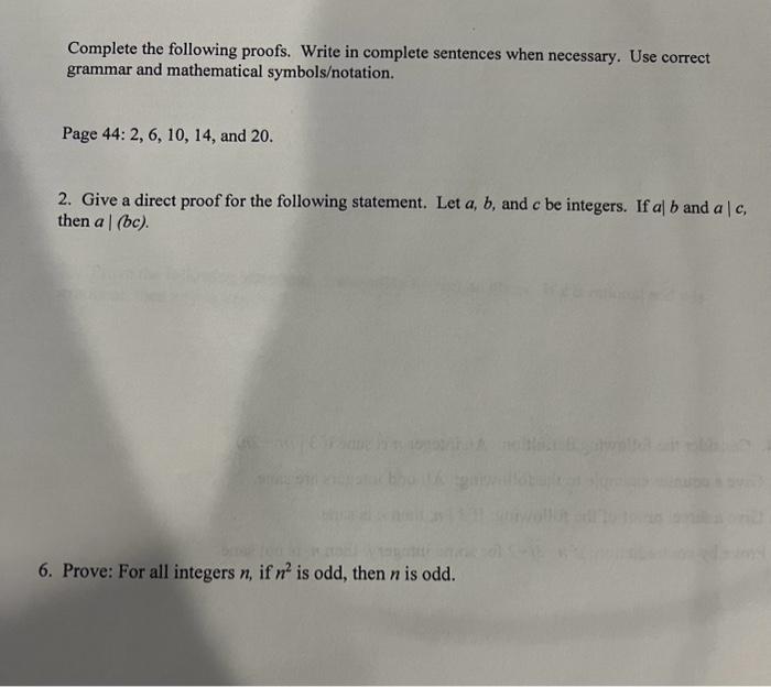 Solved Complete the following proofs. Write in complete | Chegg.com