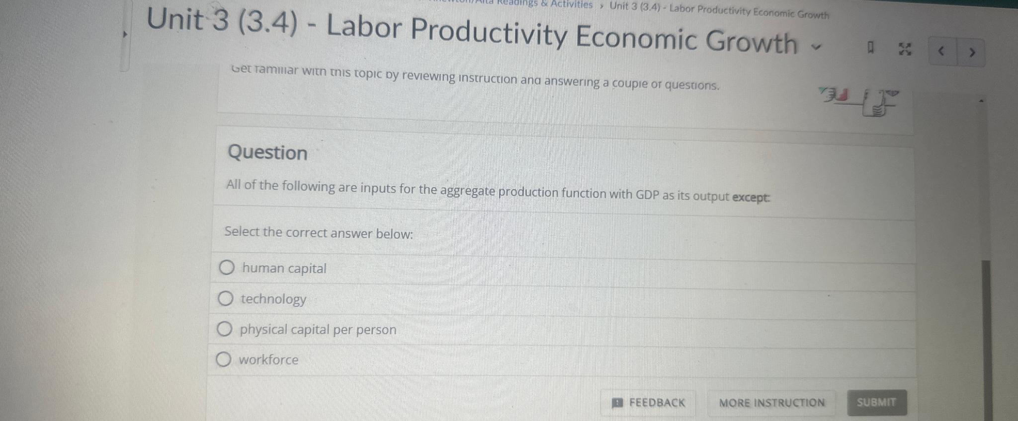 Solved Unit 3 (3.4) - ﻿Labor Productivit Get Tamiiar with | Chegg.com