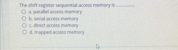 Solved ..EE The shift register sequential access memory is O | Chegg.com