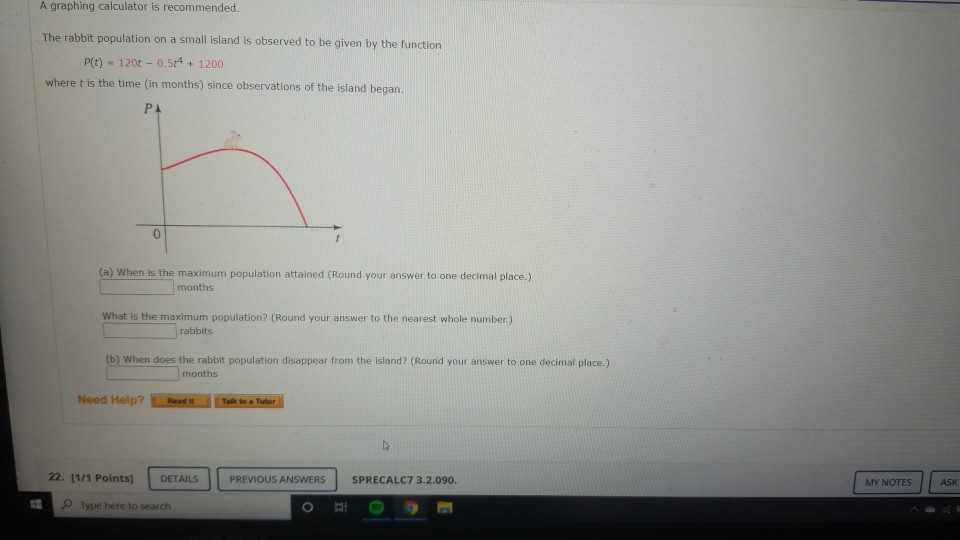 Solved A graphing calculator is recommended. The rabbit | Chegg.com