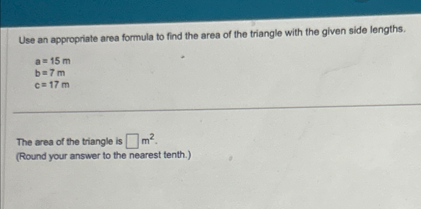 Solved Use an appropriate area formula to find the area of | Chegg.com