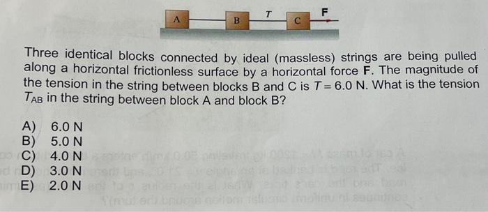 Solved Three identical blocks connected by ideal (massless) | Chegg.com