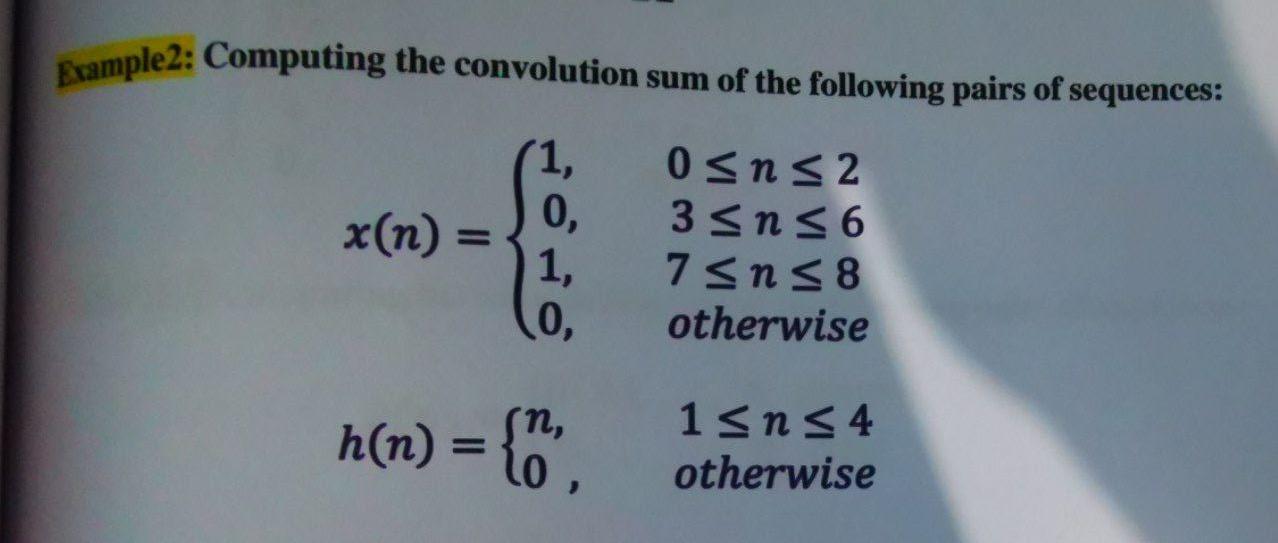 Solved Example2: Computing the convolution sum of the | Chegg.com