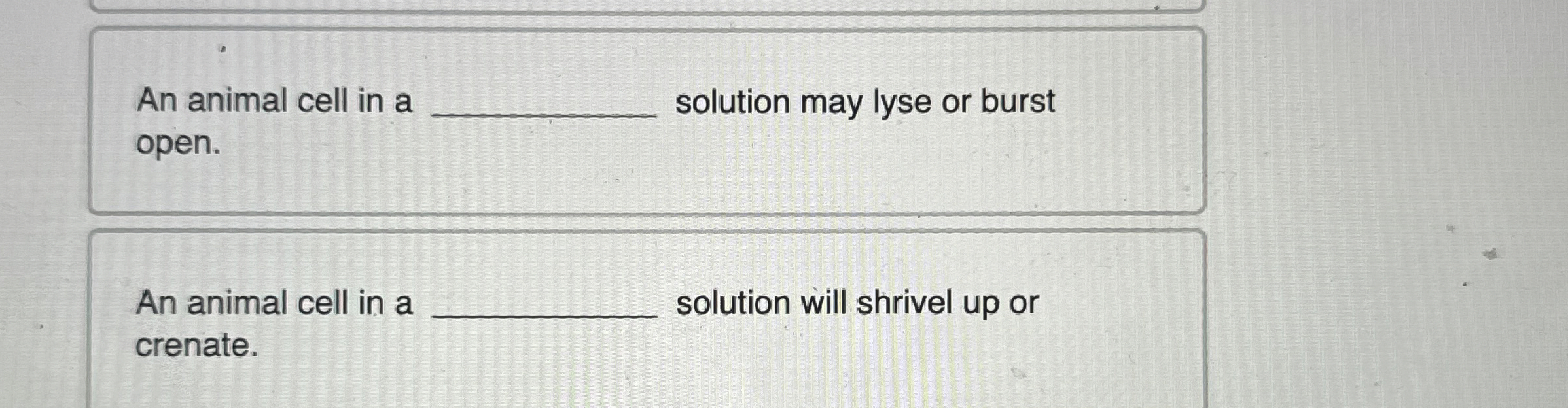 Solved An animal cell in a ﻿solution may lyse or burst | Chegg.com