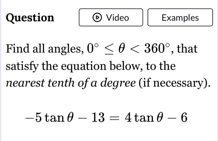 Solved Question Find all angles, \\( 0^{\\circ} \\leq | Chegg.com