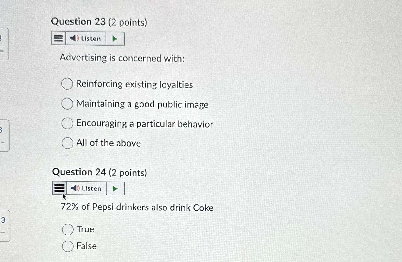 Solved Question 23 (2 ﻿points)ListenAdvertising is concerned | Chegg.com