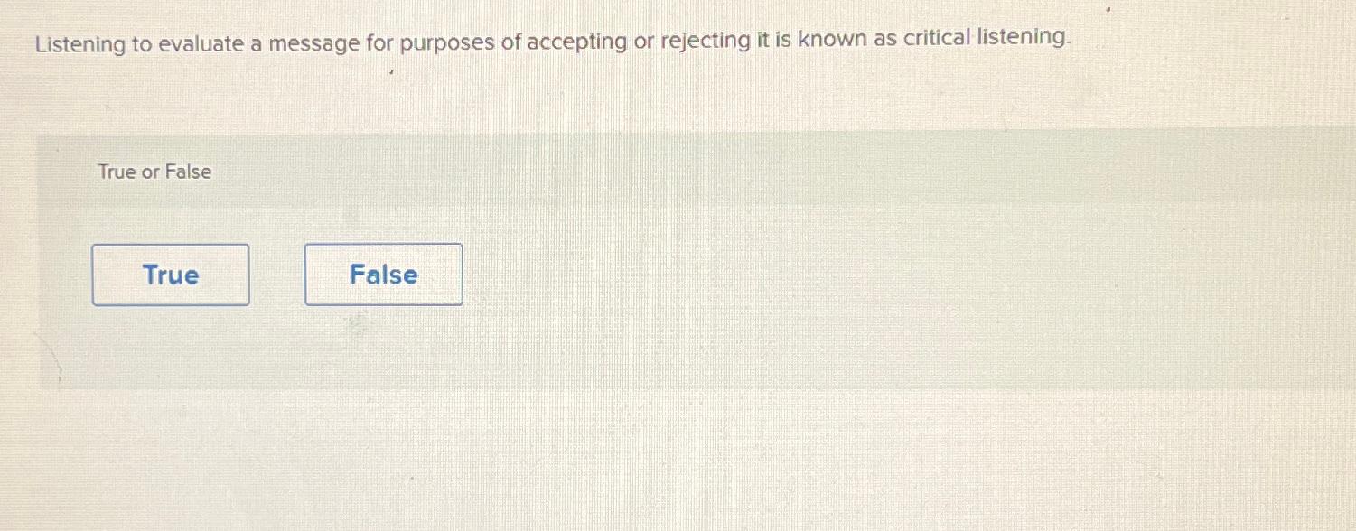 Solved Listening to evaluate a message for purposes of | Chegg.com