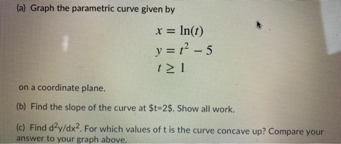 Solved (a) Graph the parametric curve given by x = ln(t) y = | Chegg.com