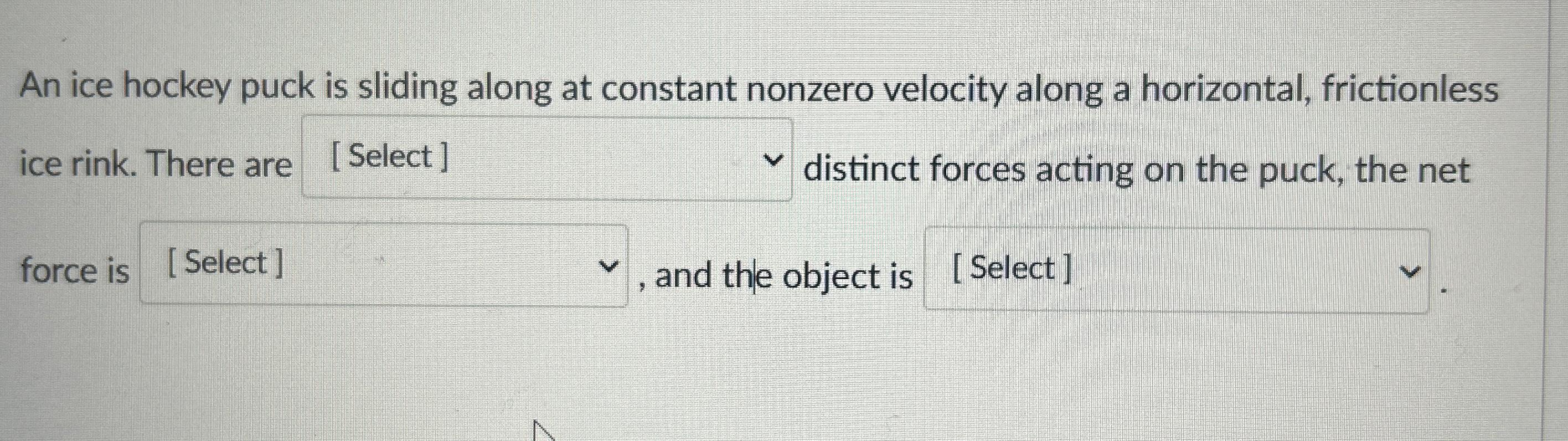 Solved An ice hockey puck is sliding along at constant | Chegg.com
