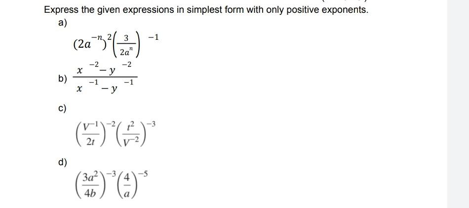 Solved Express the given expressions in simplest form with | Chegg.com
