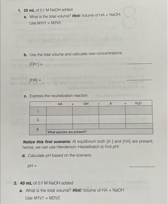 Solved b. Use the total volume and calculate new | Chegg.com