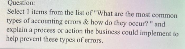 Solved Common Accounting Errors and How to Prevent Them n | Chegg.com