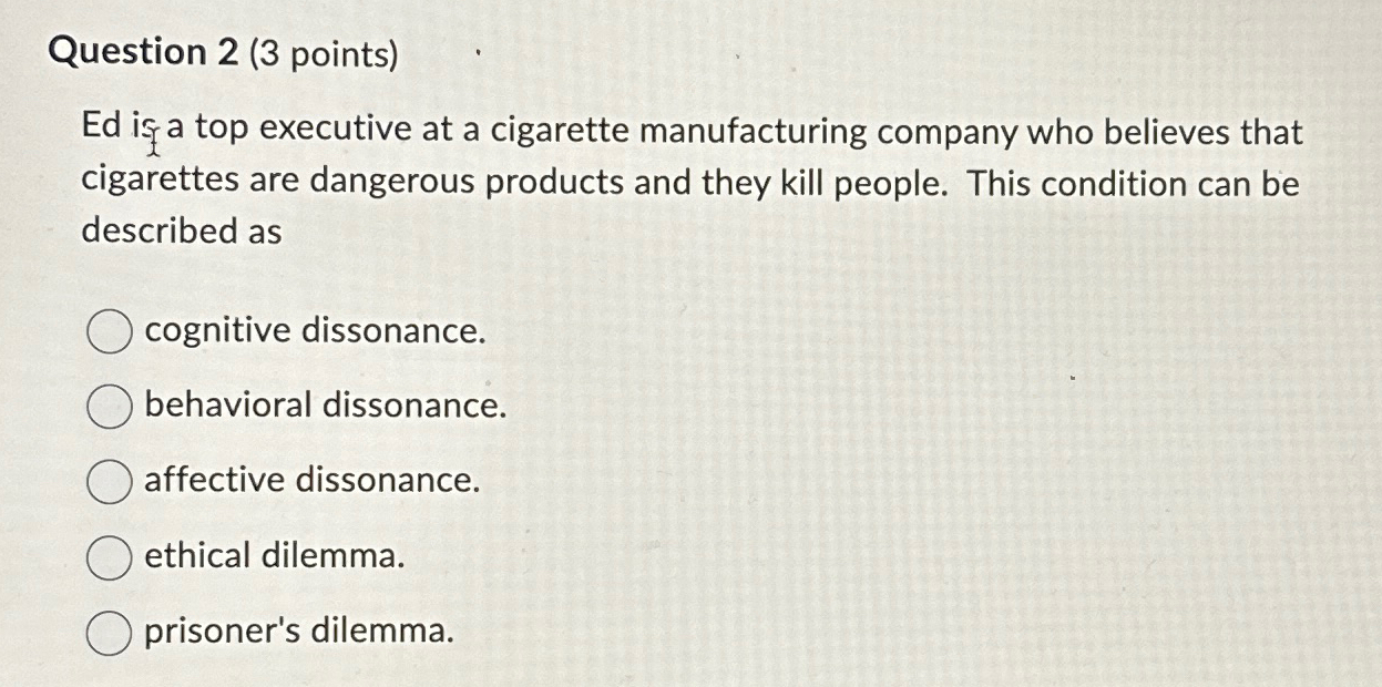 Solved Question 2 (3 ﻿points)Ed isf a top executive at a | Chegg.com