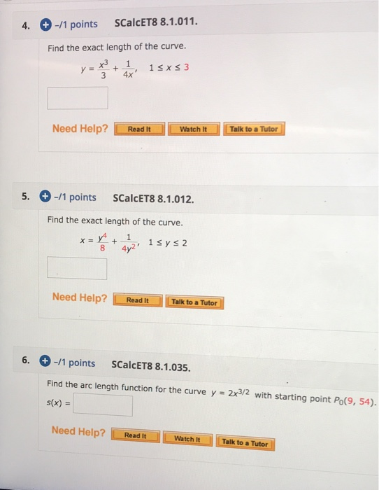 Solved 4. -/1 points SCalcET8 8.1.011. Find the exact length | Chegg.com