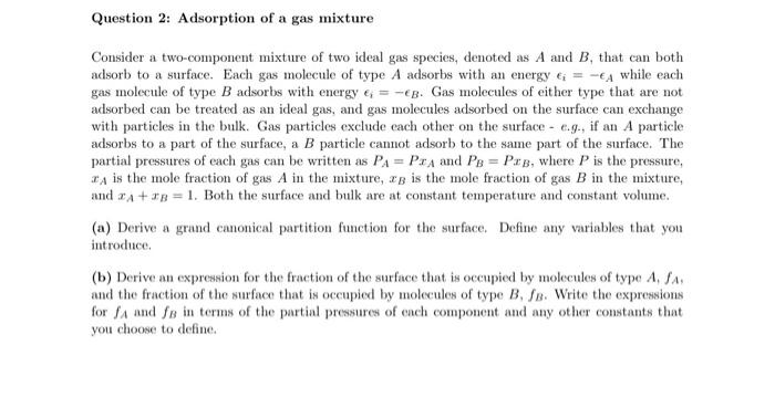 Solved Consider A Two Component Mixture Of Two Ideal Gas