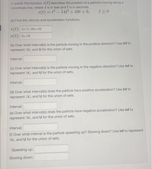 Solved A particle moves along the x-axis, its position given | Chegg.com