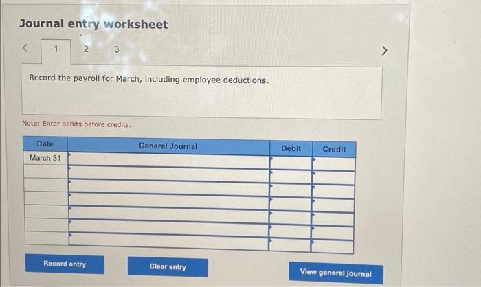 Solved Journal entry worksheet Record the payroll for | Chegg.com