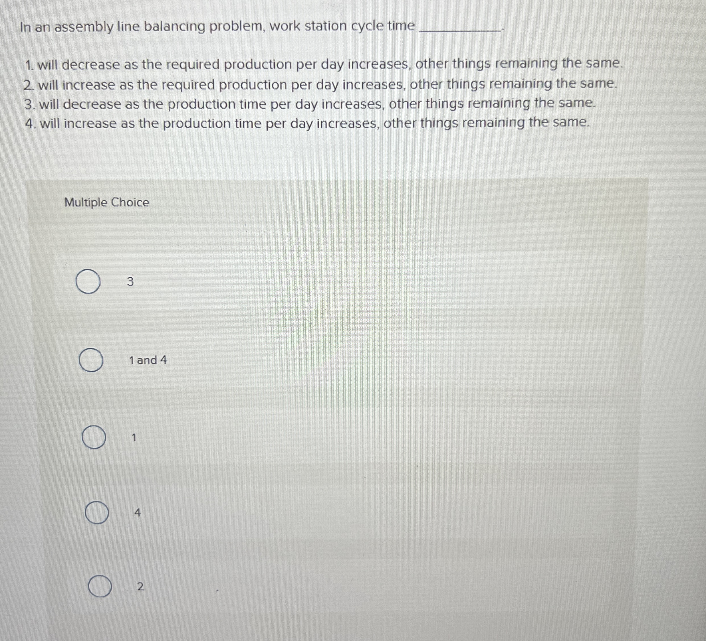 Solved In an assembly line balancing problem, work station | Chegg.com