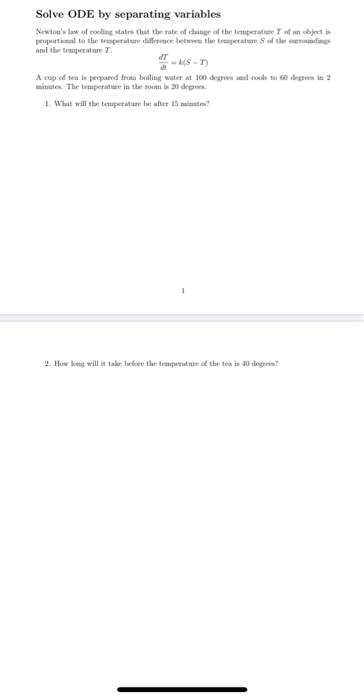 Solved Solve ODE by separating variables Newton's law of | Chegg.com