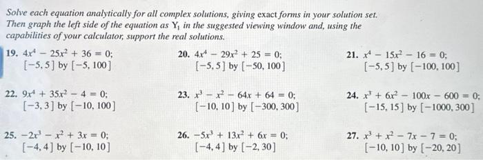 Solved Solve each equation analytically for all complex | Chegg.com
