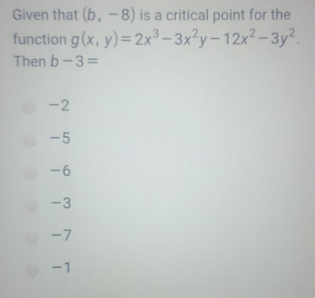 Solved Given that (b, -8) is a critical point for the | Chegg.com