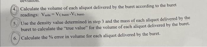 4. Calculate the volume of each aliquot delivered by | Chegg.com