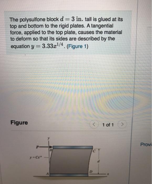 Solved The polysulfone block d= 3 in. tall is glued at its | Chegg.com