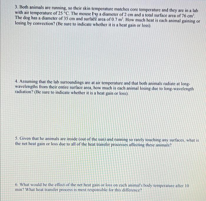 The temperature of an animal's body at any given time | Chegg.com