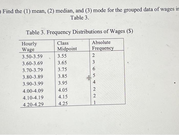 Solved Find the (1) mean, (2) median, and (3) mode for the | Chegg.com