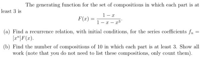 Solved The generating function for the set of compositions | Chegg.com